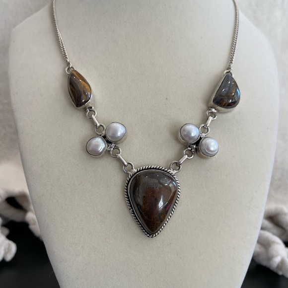 Jewelry | 17 Silver And Bronzite Stones And Natural Pearls New | Poshmark